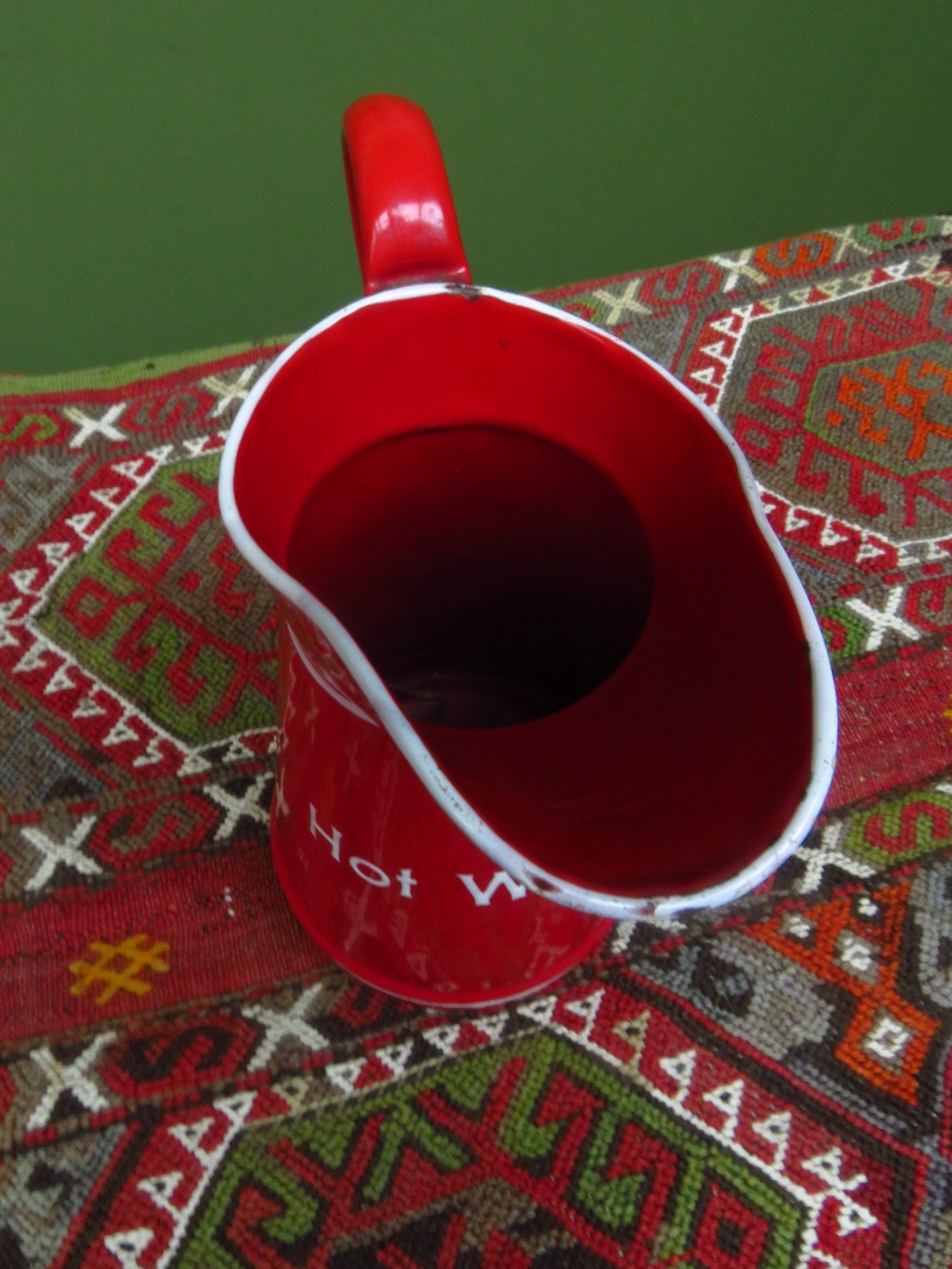 Red Enamel Hot Water Jug from Germany – vintage house