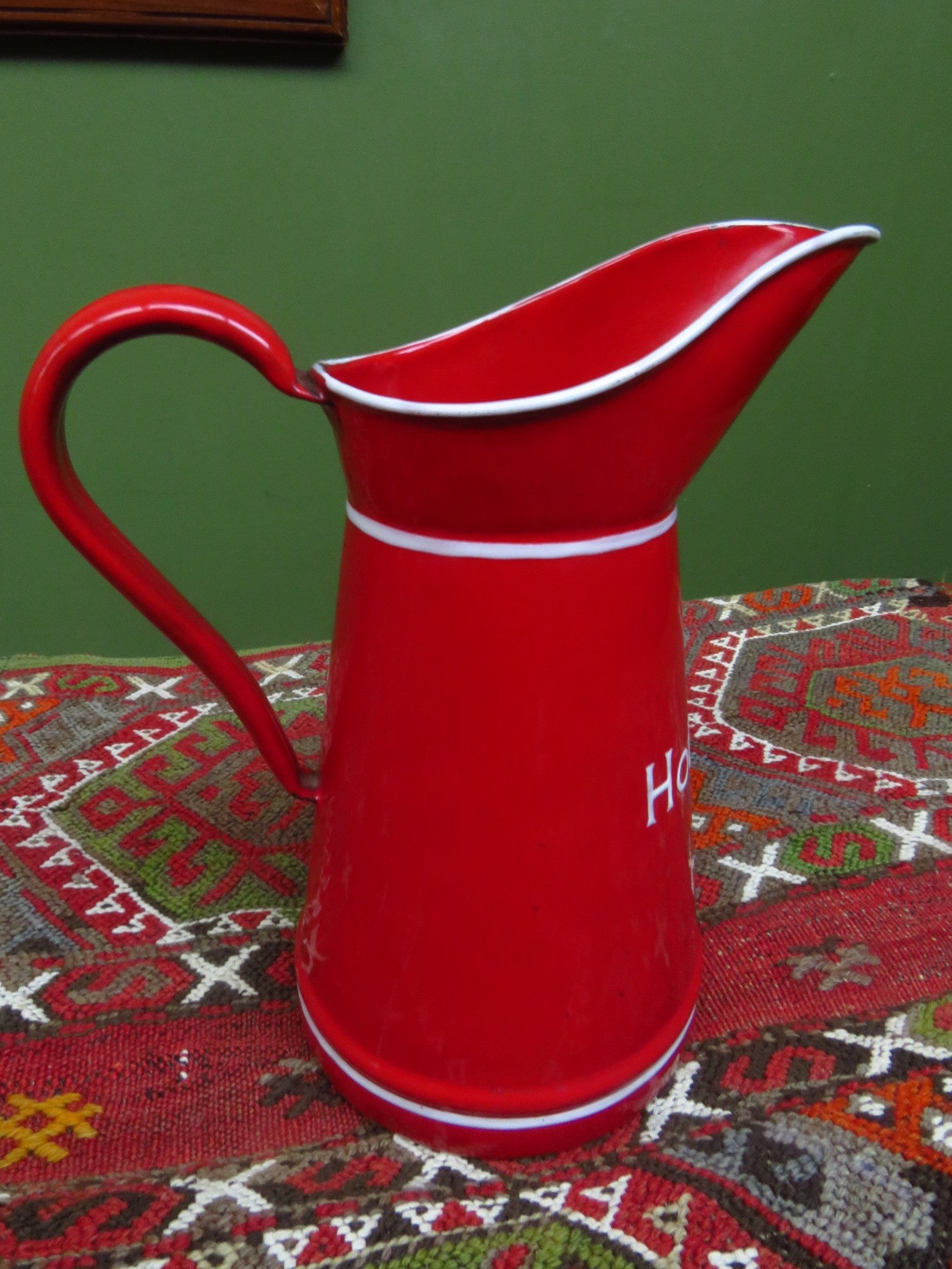 Red Enamel Hot Water Jug from Germany – vintage house